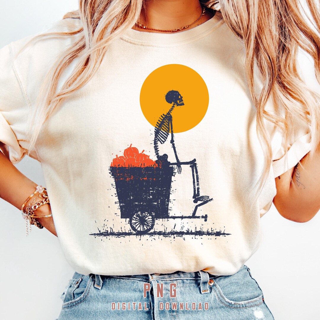 Skeleton With Pumpkins Png, Skelly Png, Retro Halloween Png, Spooky ...