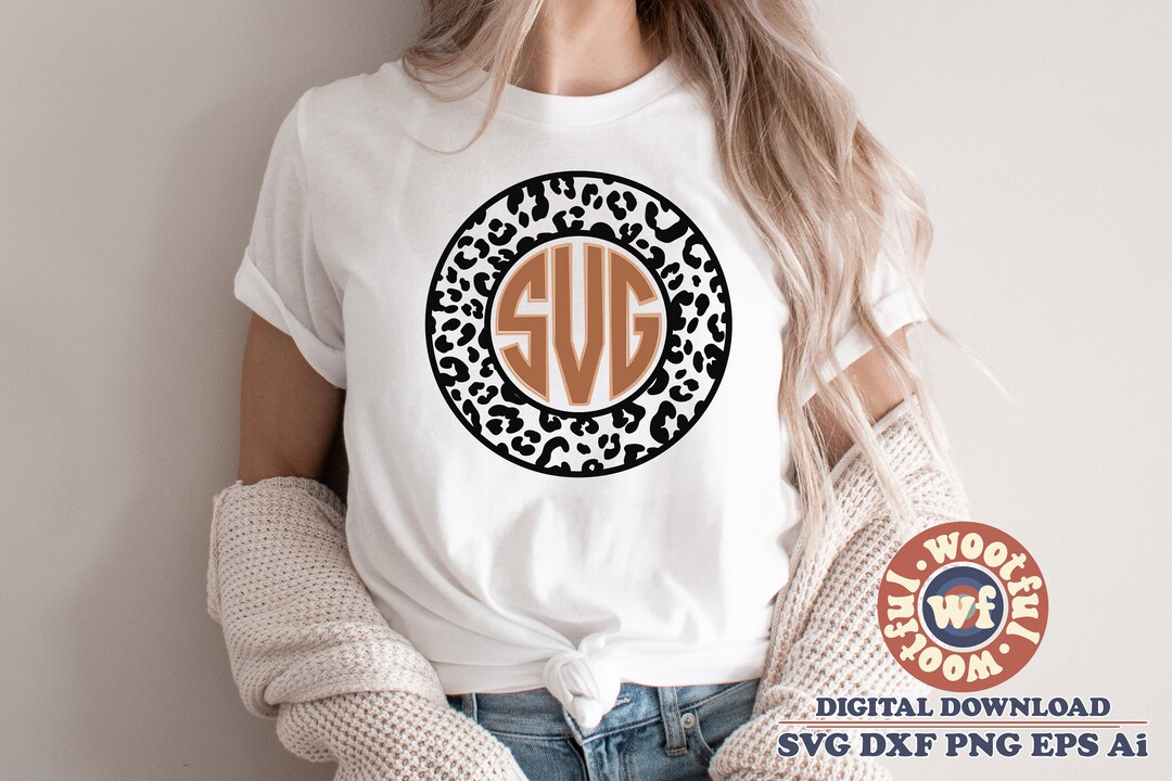 Leopard Print Circle Monogram Frame Svg, Circle Frame Svg, Svg, Leopard ...