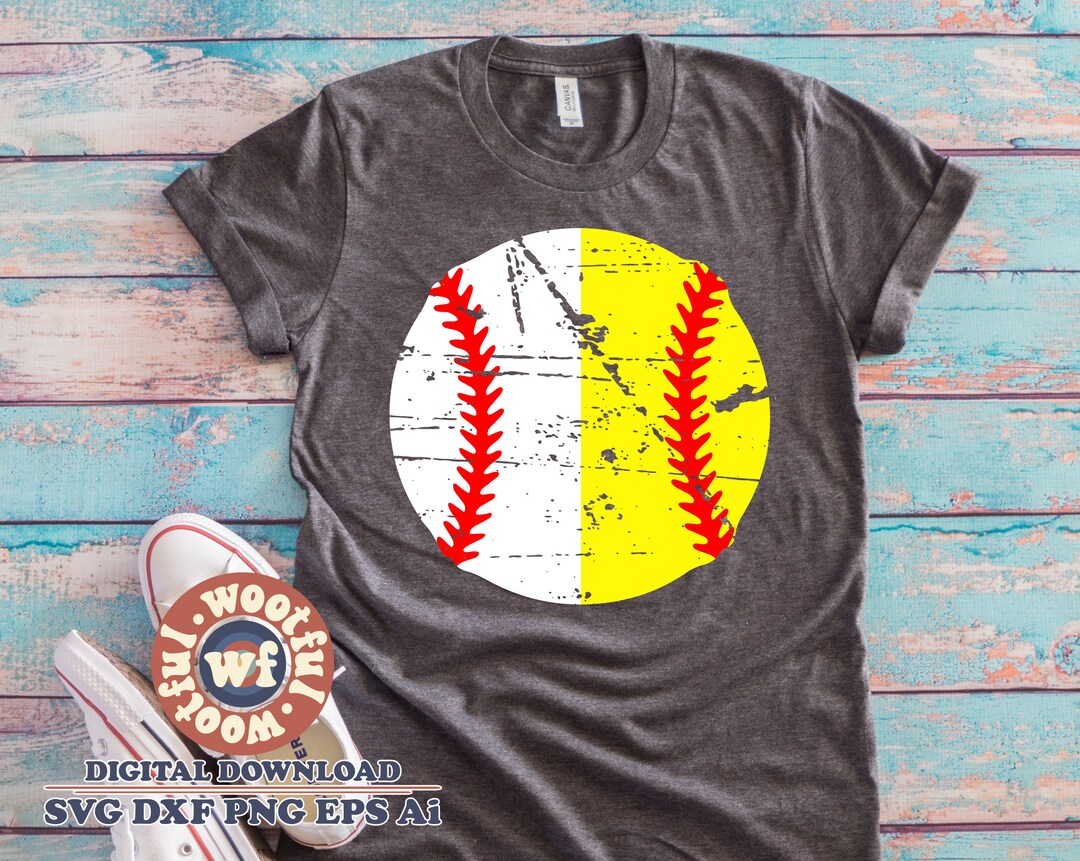 Split Baseball and Softball Svg, Grunge Svg, Softball Fan Svg, Baseball ...
