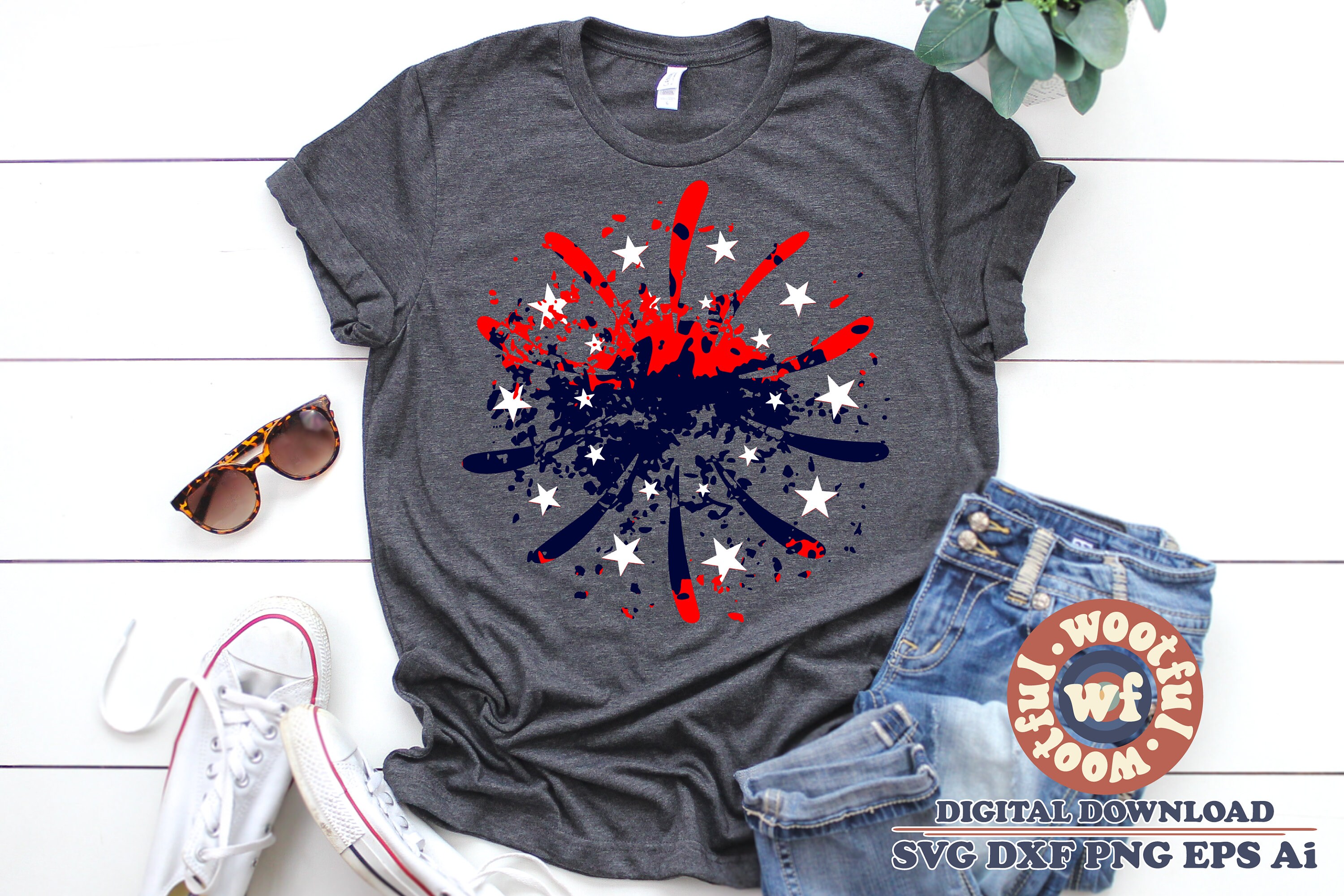 Fireworks Monogram Frame Svg Happy Fourth of July Svg - Etsy