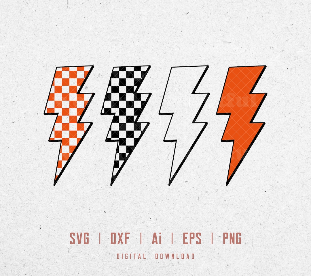 Checkered Lightning Bolt Svg, 4 Variations, Lightning Strike Bolt Svg ...