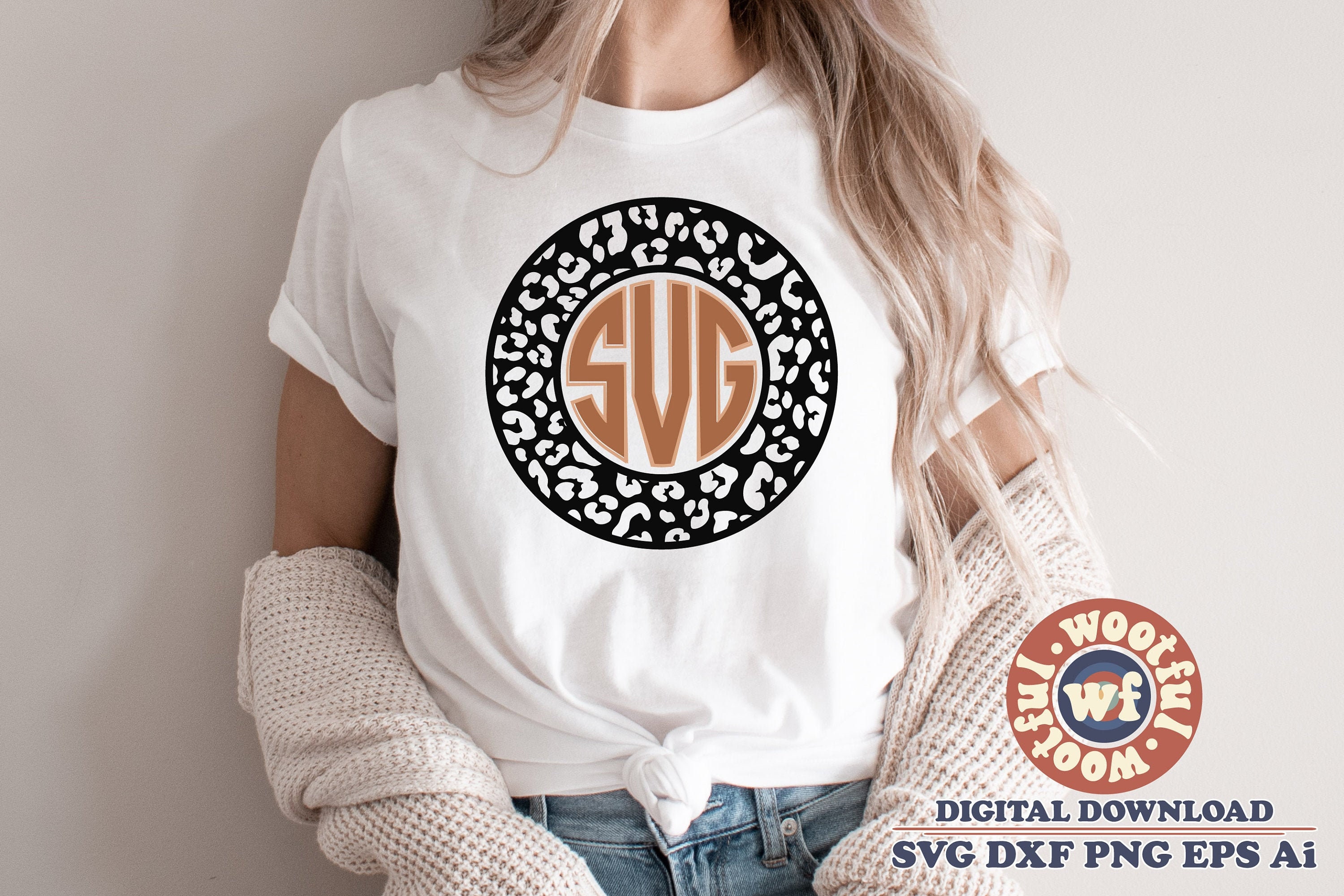 Leopard Print Circle Monogram Frame Svg Circle Frame Svg | Etsy