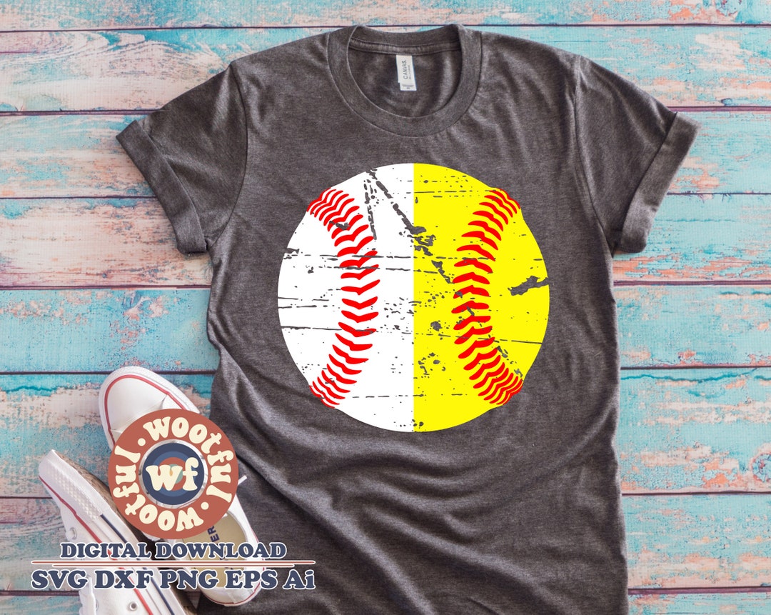 Split Baseball and Softball Svg, Grunge Svg, Softball Fan Svg, Baseball ...