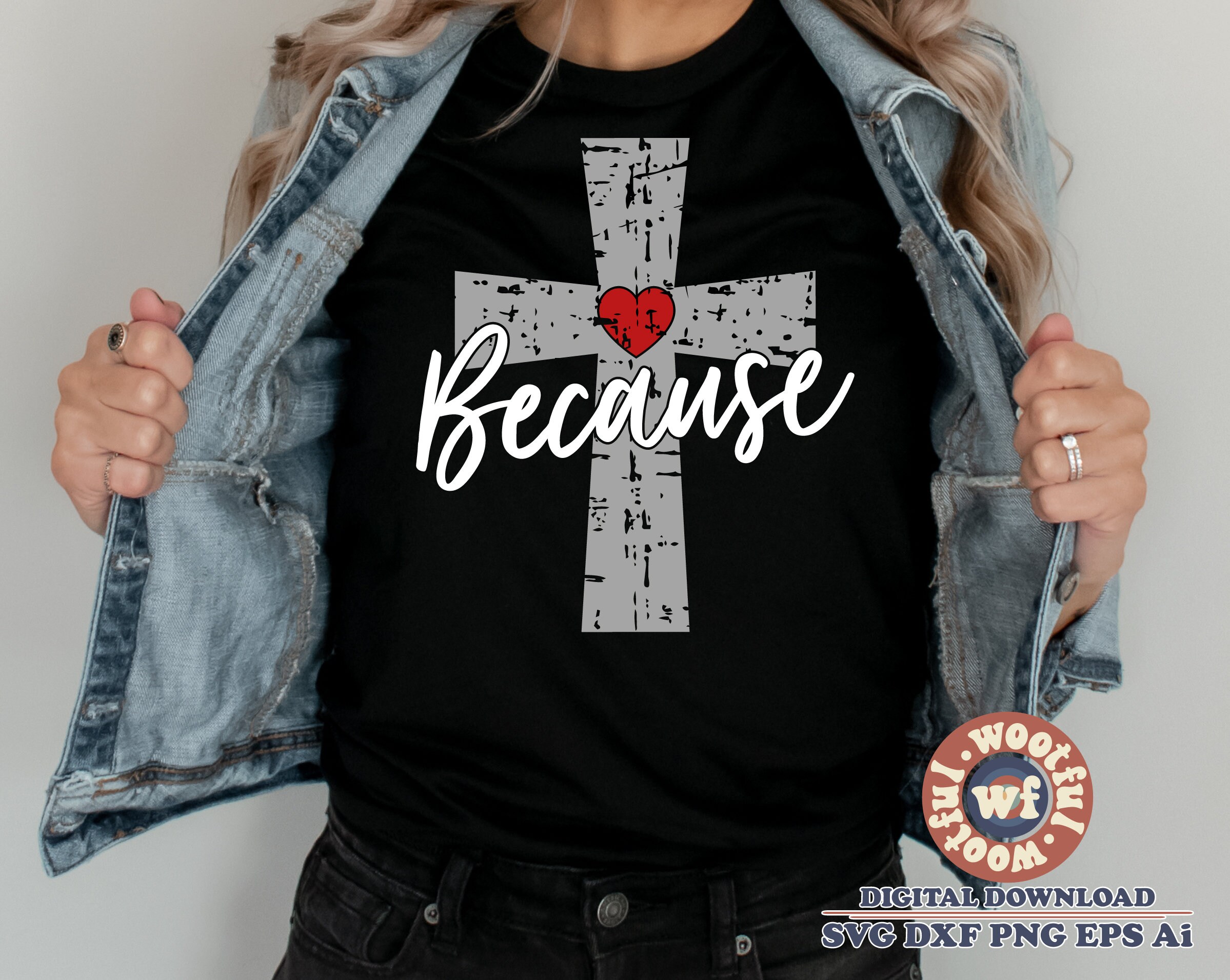 Because Svg, Grunge Svg, Happy Easter Svg, Christian Svg, Spring, Cross ...
