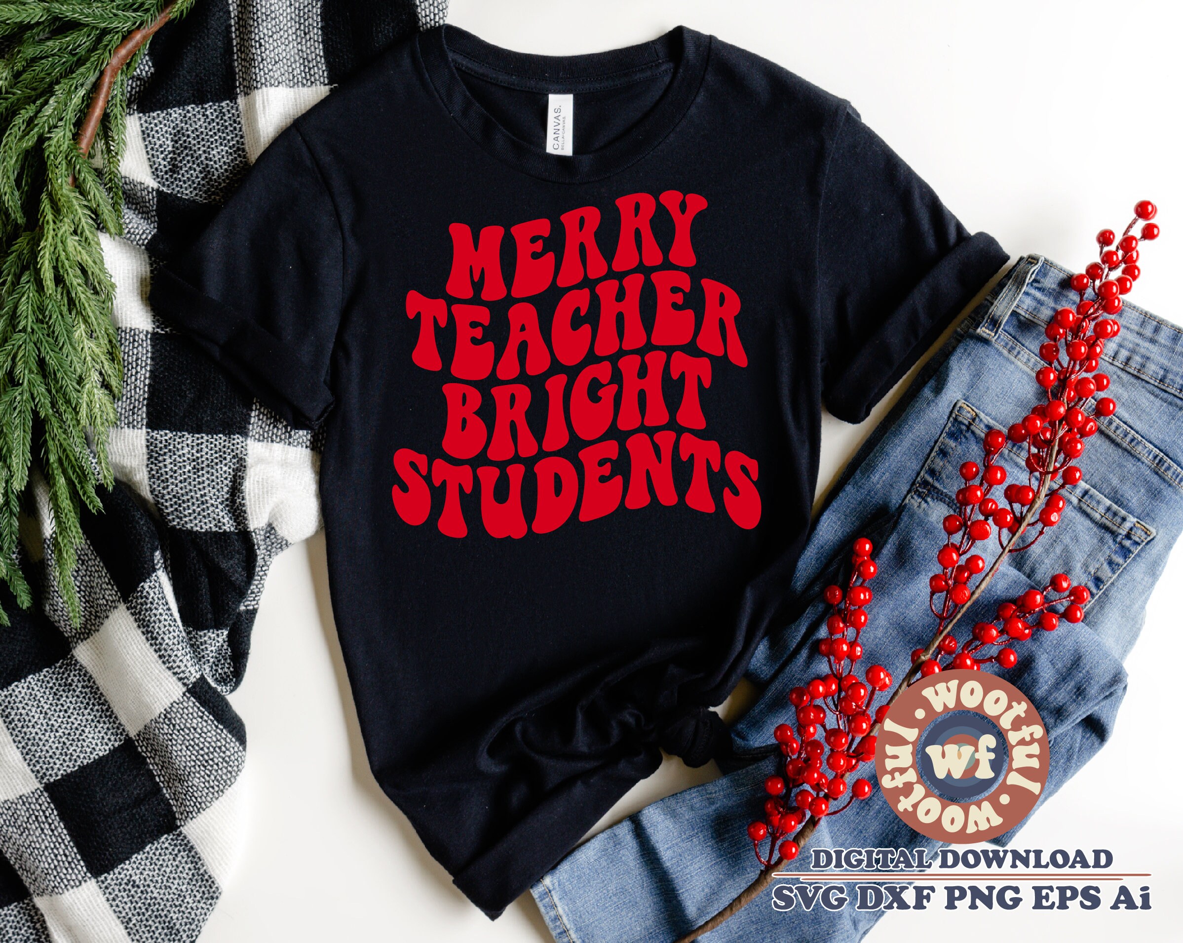 Merry Teacher Bright Students Svg Educator Svg Wavy Letters - Etsy