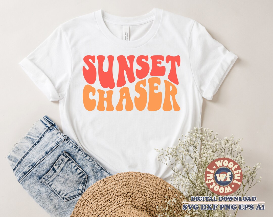 Sunset Chaser Svg, Sunset Svg, Summer Quote, Summer Saying, Wavy Stacked Svg, Beach Svg, Boho ...