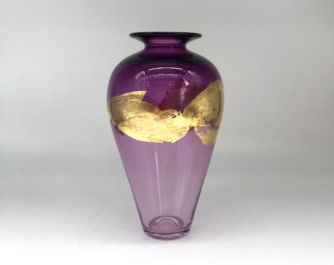 Incredible Mauve Glass Vase With Gold Foil Accent - Etsy