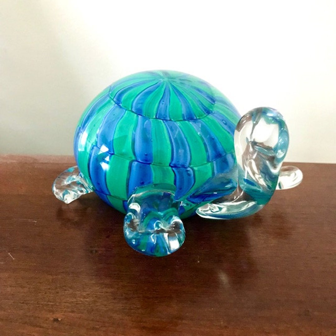 Beautiful Artisan Made Blown Glass Blue and Green Turtle - Etsy