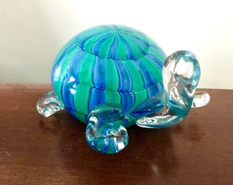 Small Blue Turtle Glass Figurine - Etsy