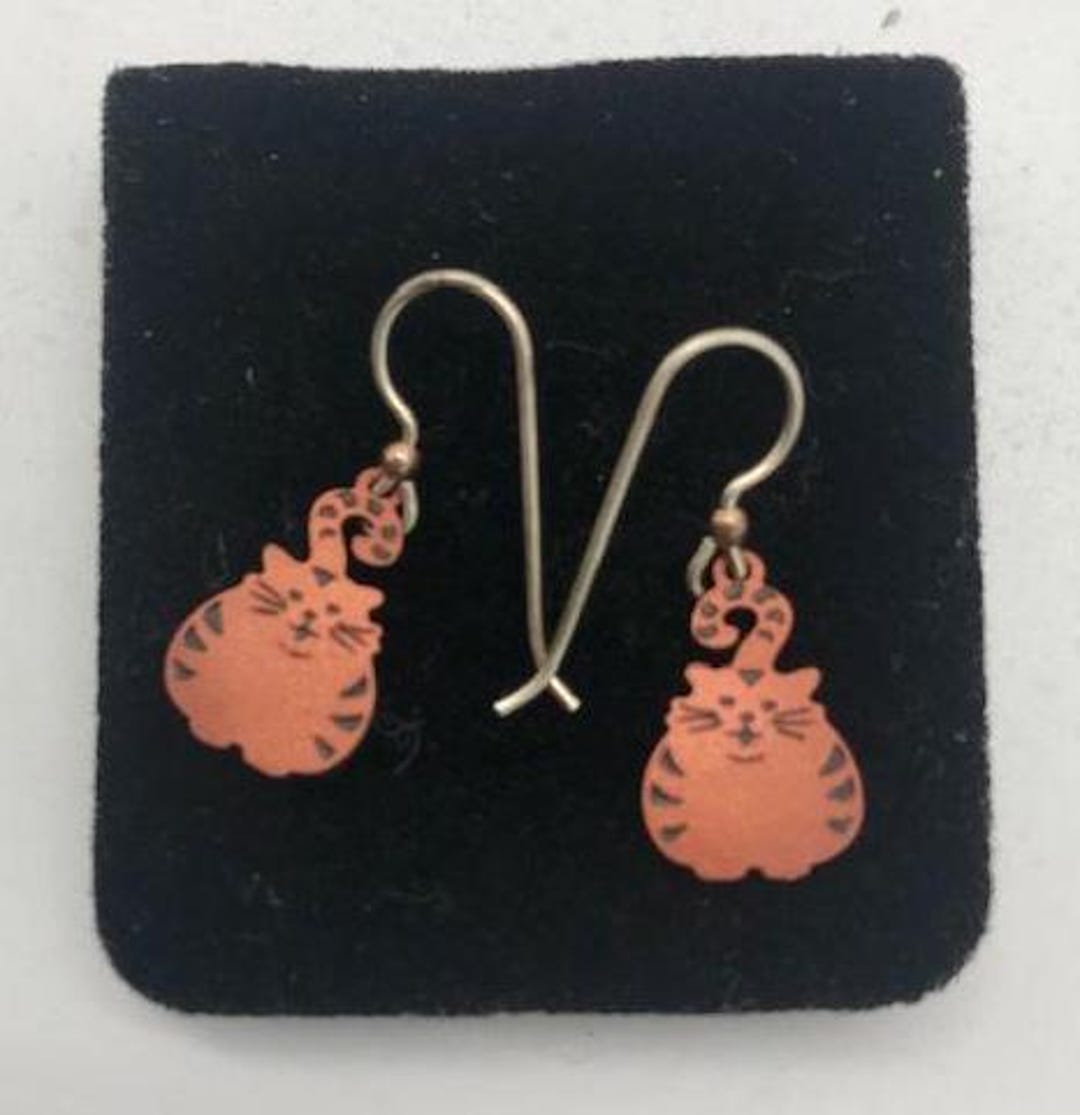 Adorable Copper Cat Earrings - Etsy