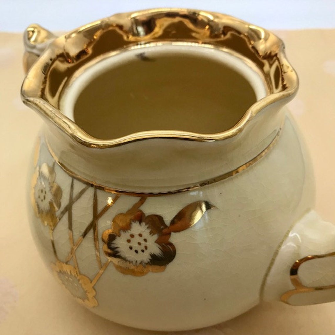 Vintage Arthur Wood Glazed Yellow and Gold Trimmed Teapot - Etsy