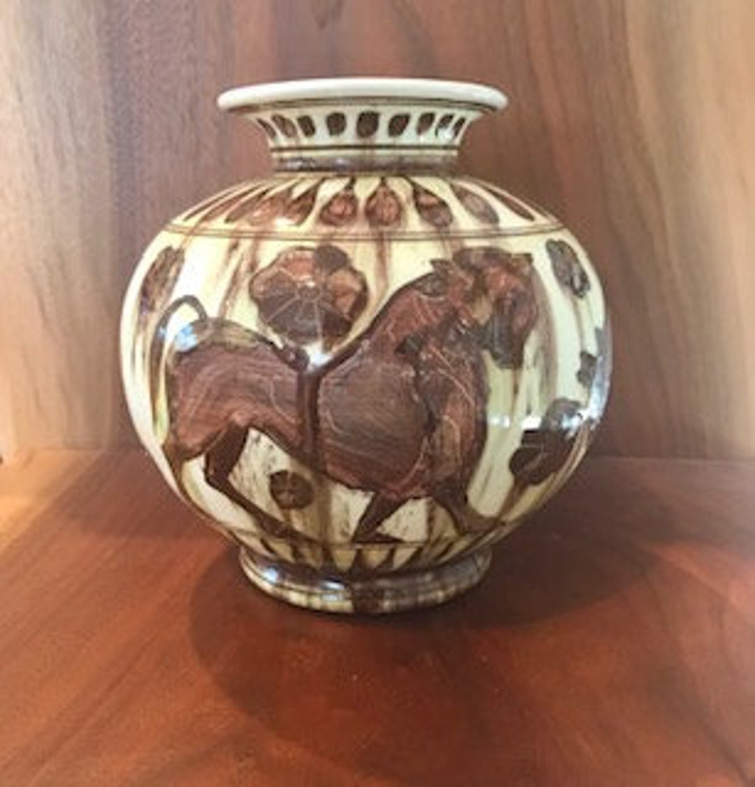 Vintage Primitive Bull Motif Artisan Made Dripped Glaze Ceramic Vase - Etsy
