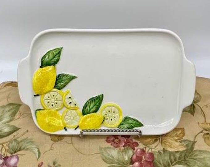 Lovely Vintage Rectangular Ceramic Plate With Raised Lemon Motif - Etsy