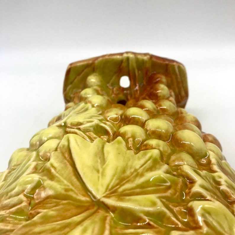 Vintage Mccoy Glazed Ceramic Trumpet Vase With Grapes and Grape Leaves ...