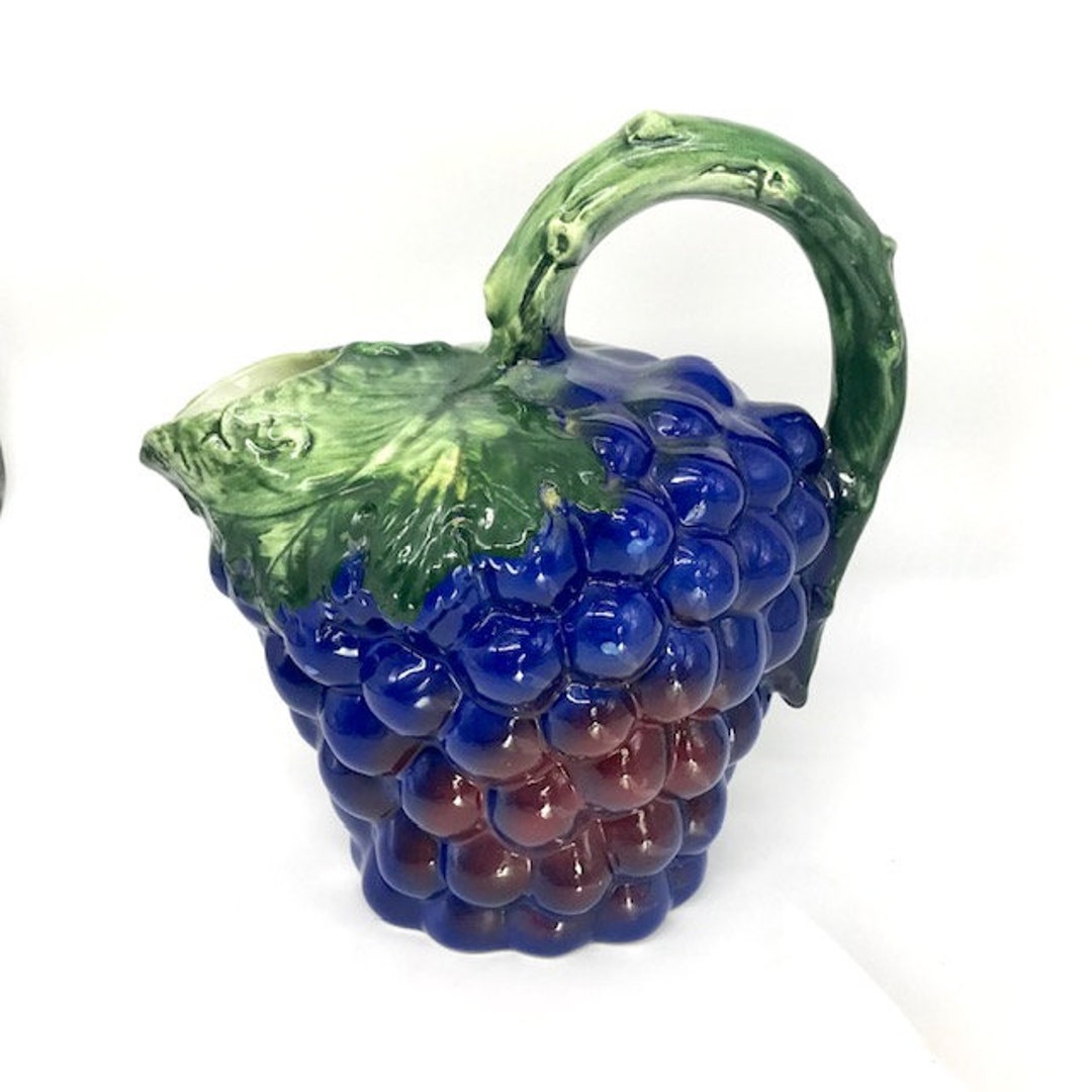 Vintage Glazed Ceramic Grape Pitcher - Artisan Made - Etsy