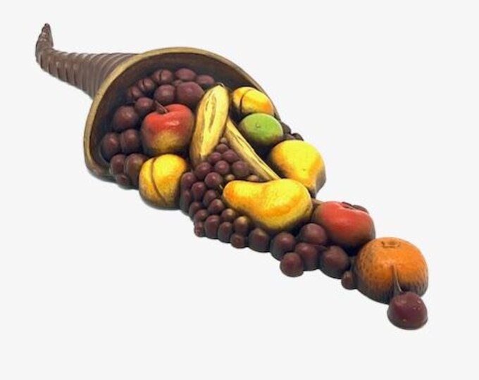 Vintage Wall Fruited Cornucopia Plaque - Solid Wood /metal Fruit ...