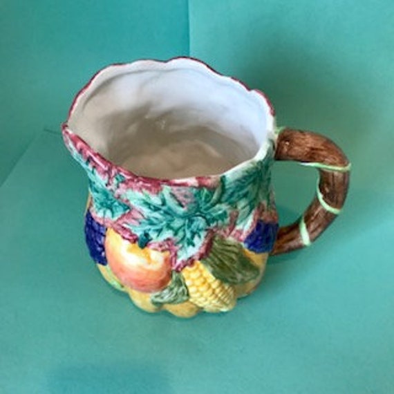 Vegetables and Leaves Beautiful Glazed Ceramic Nantucket Pitcher ...