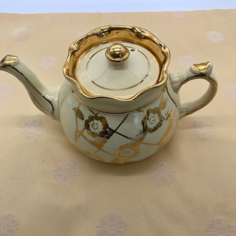 Vintage Arthur Wood Glazed Yellow and Gold Trimmed Teapot - Etsy