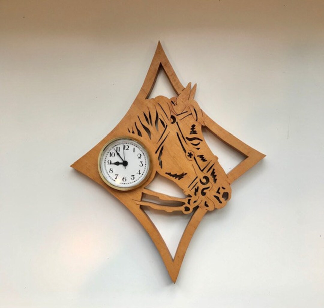 Vintage Hand Made Carved Wooden Horse Clock - Etsy