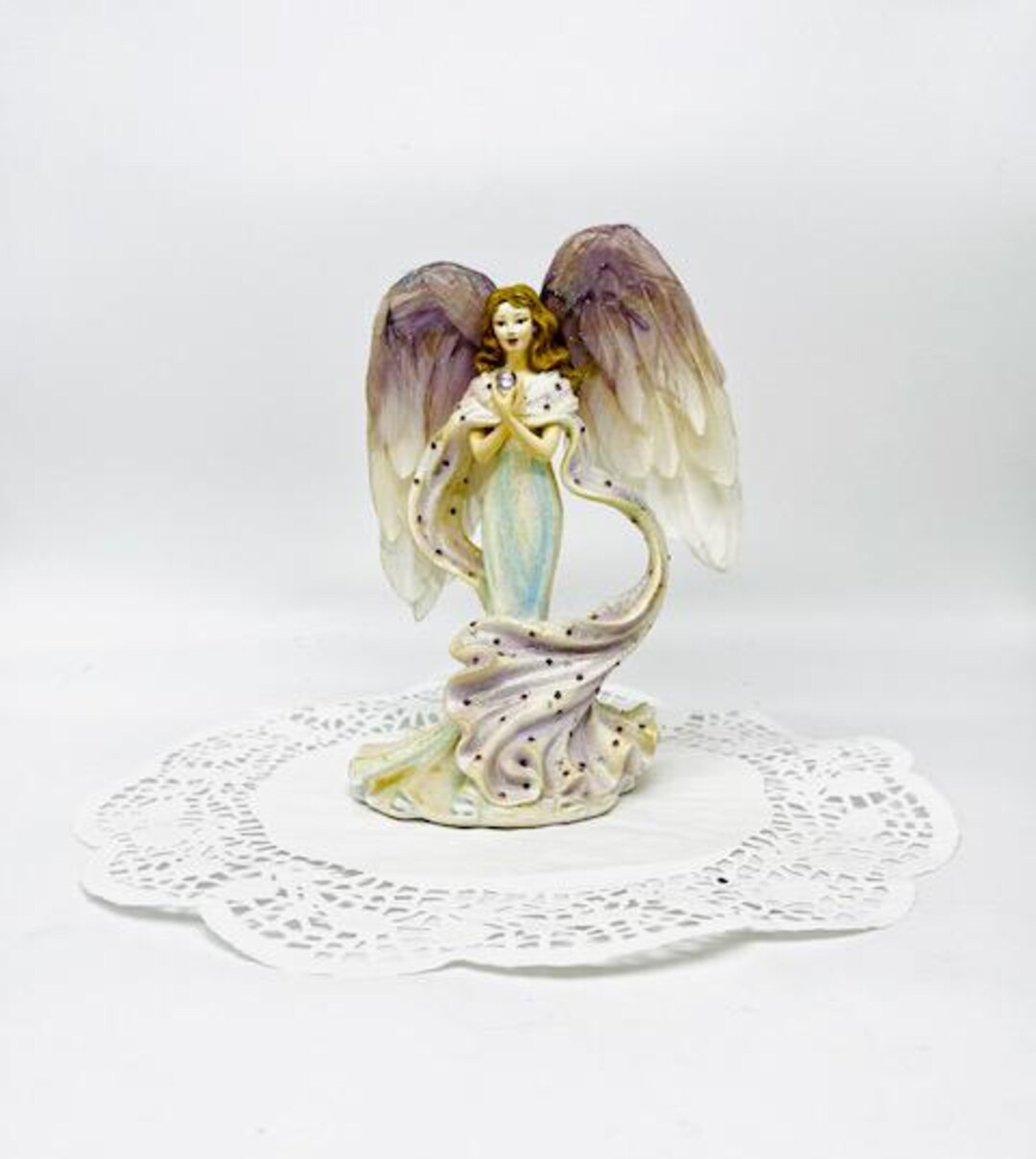 Angels of Healing Angel Figurine With Crystal and Real Feathers Number ...