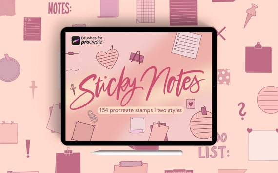 150 Procreate Sticky Notes Stamp Brushes Planner and - Etsy