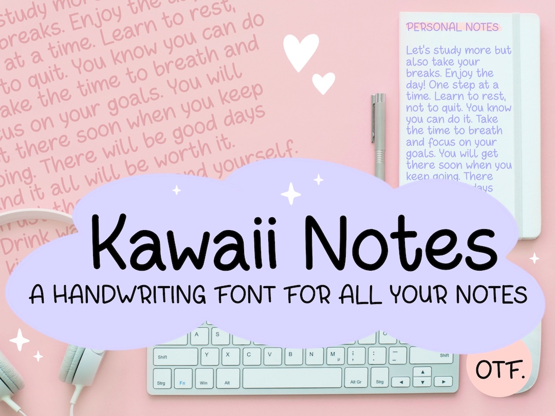 Kawaii Notes Handwritten Font, Modern Handwriting Font, Student Notes ...