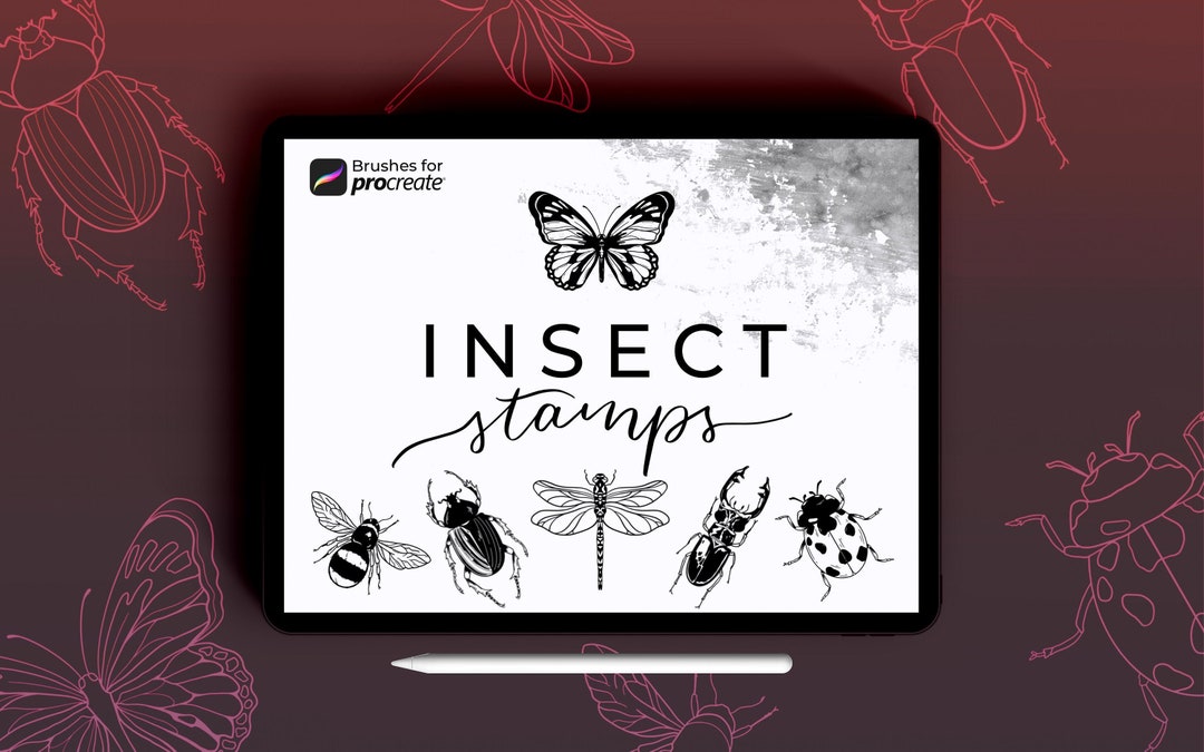 12 Procreate Insect Stamp Brushes: Butterfly, Dragonfly & Tattoo ...
