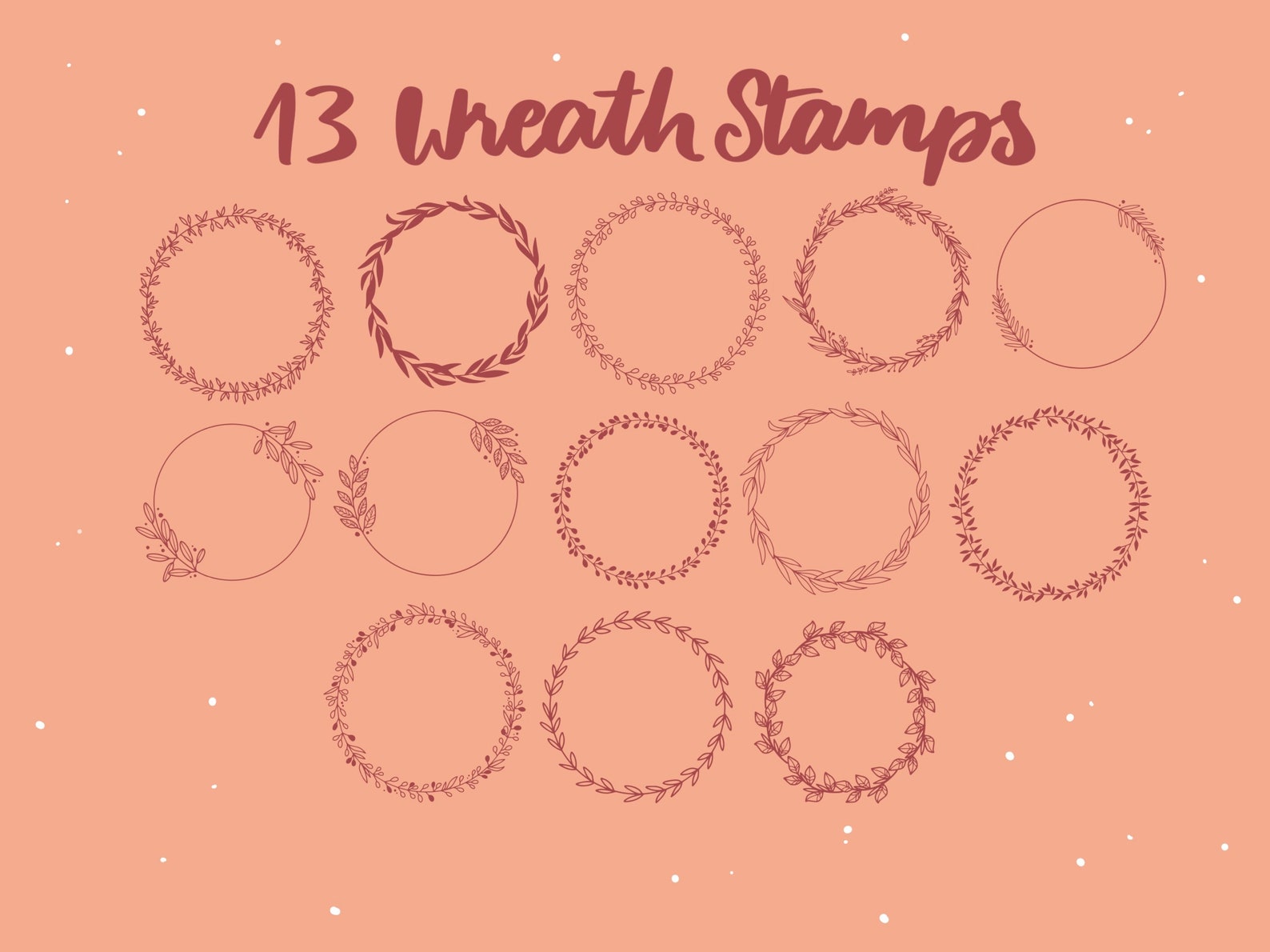 60 Procreate Wreath and Branches Brushes Procreate Leaf Stamps Wedding ...