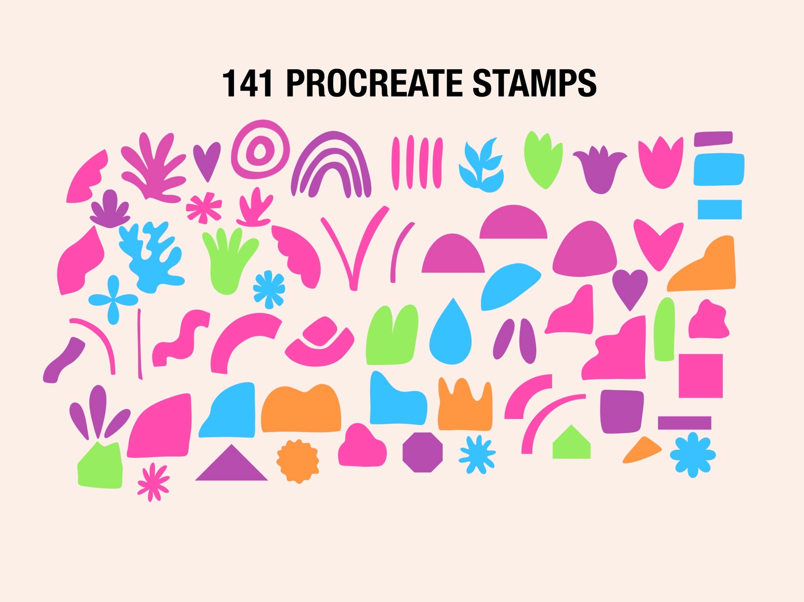 140+ Procreate Riso Shape Stamp Brushes: Risograph, Organic & Simple ...