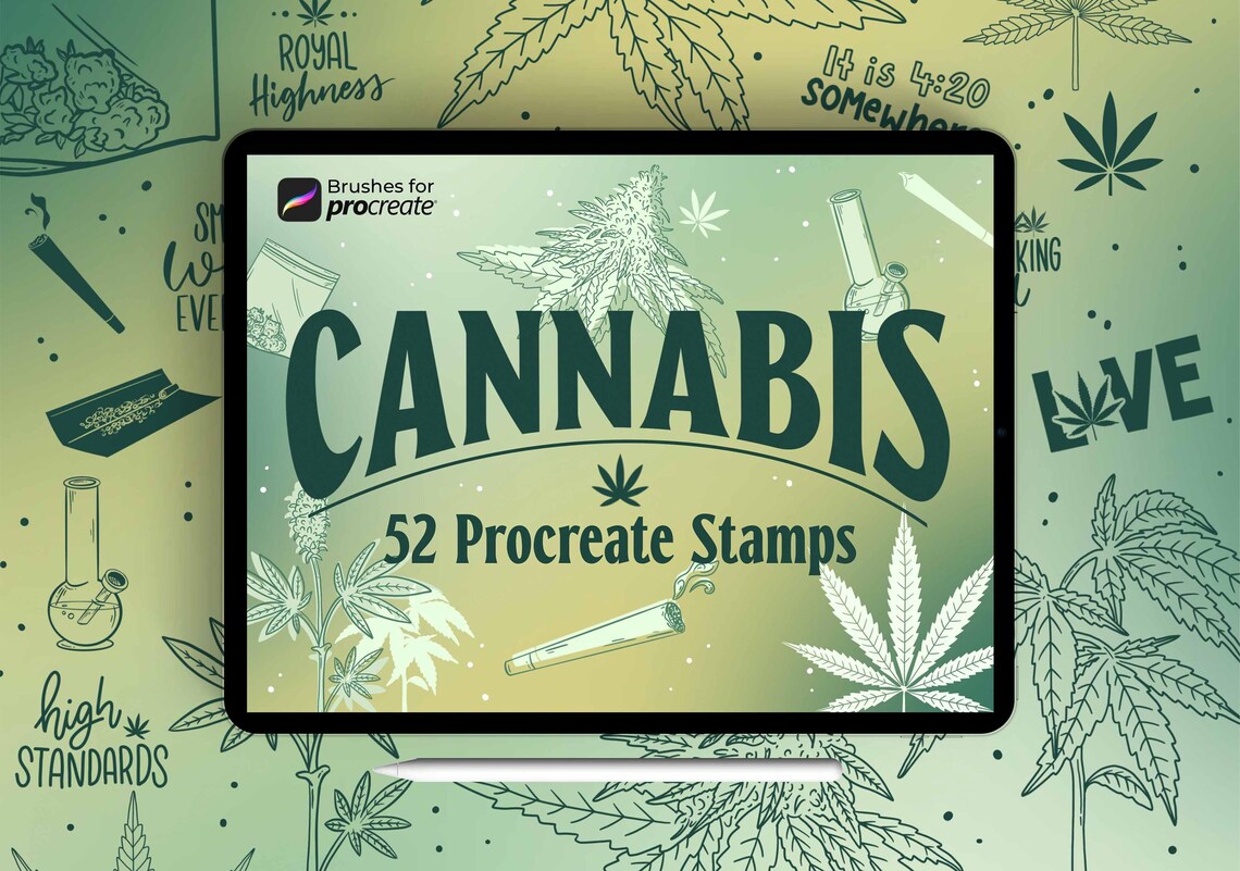 50+ Procreate Cannabis Stamp Brushes: Weed Stamps 420 Brush Pack ...