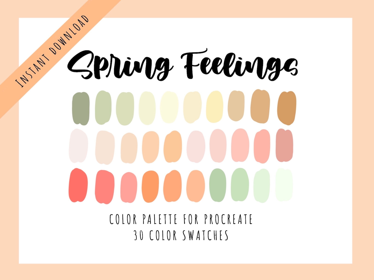 Procreate Color Swatches | Spring Feelings Warm Color Palette for ...