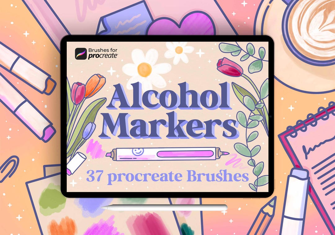 37 Procreate Alcohol Marker Brushes: Realistic Digital Coloring ...