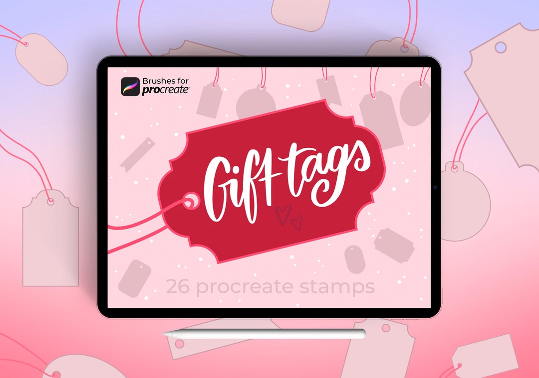 25+ Procreate Gift Tags Stamp Brushes | Birthday Tag Stamps ...