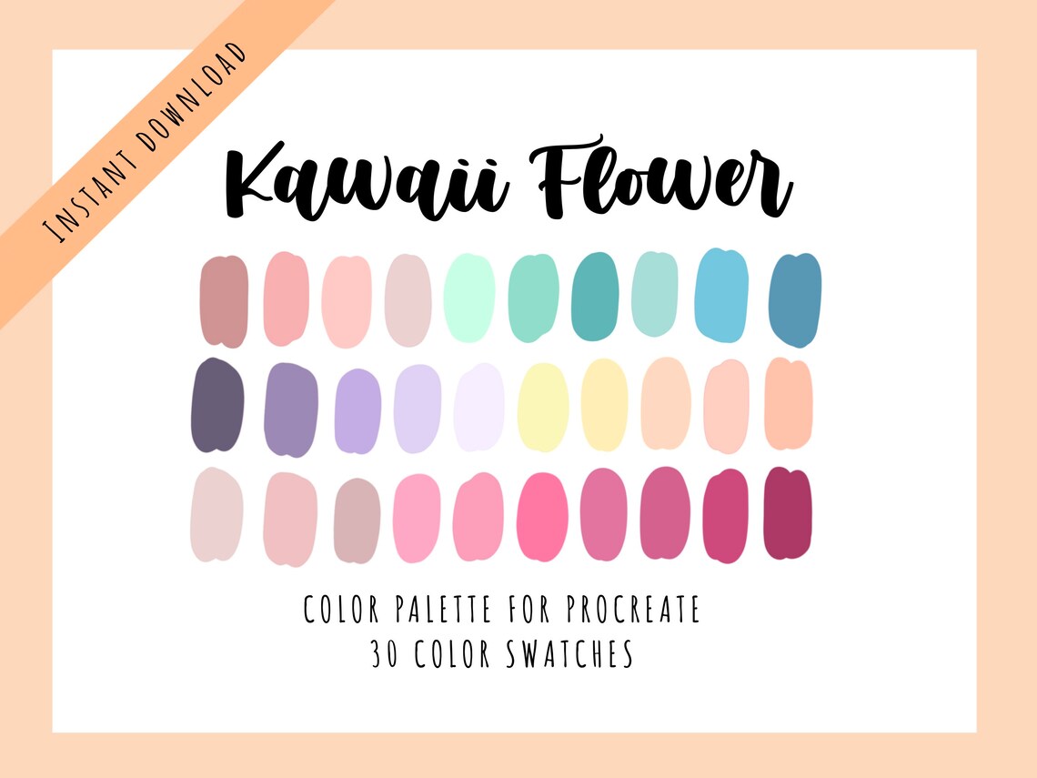 Kawaii Flower Procreate Color Swatches Light Pastel Colors Pink Pastel Color Palette Cute Color