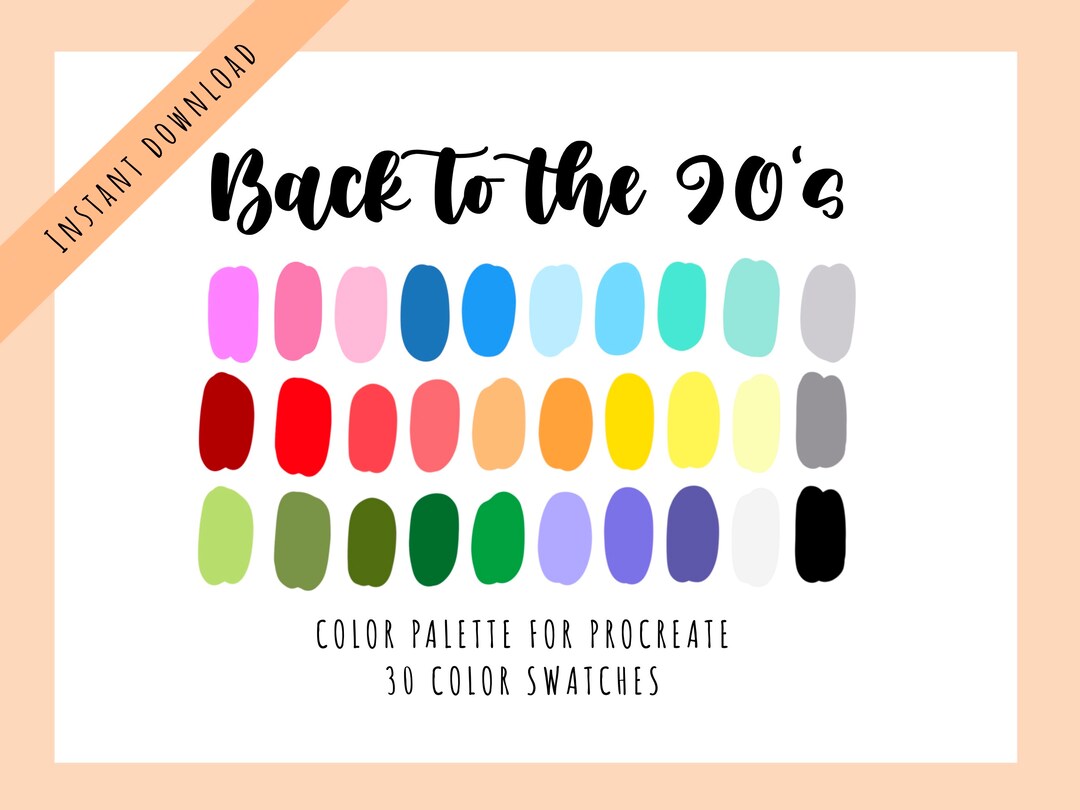 Procreate Color Swatches | Back to the 90's Color Palette for Procreate ...
