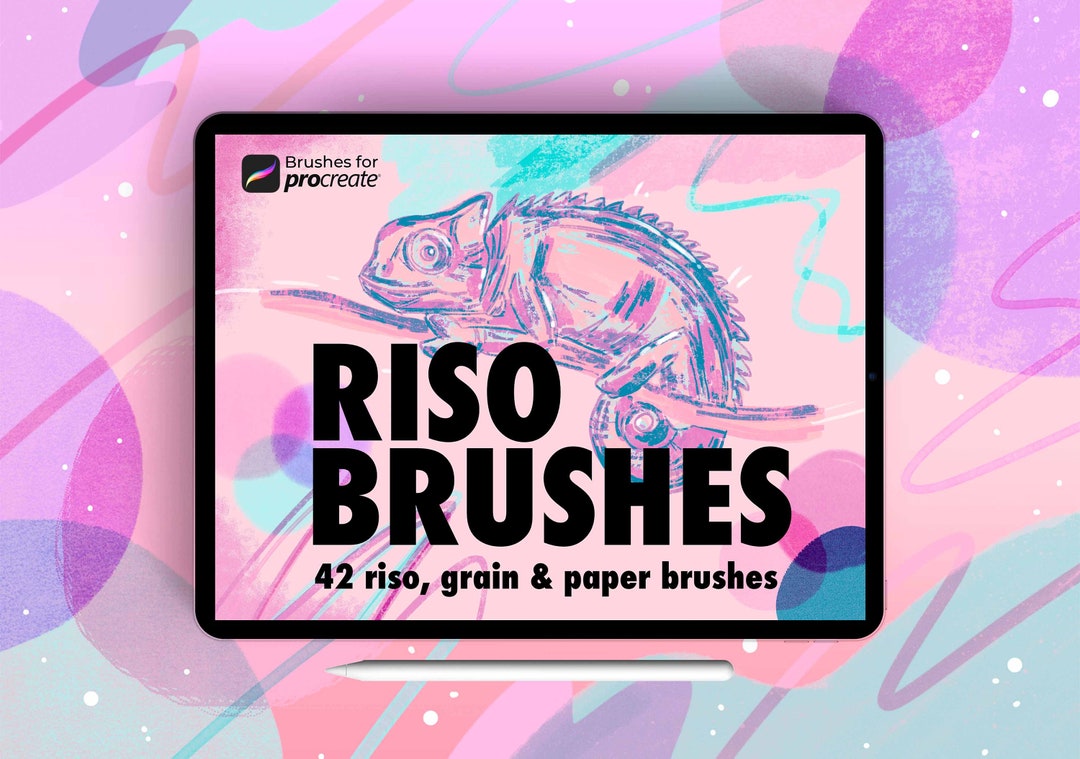 40+ Procreate Riso Brushes | Illustration, Paper & Grain Brush Set ...