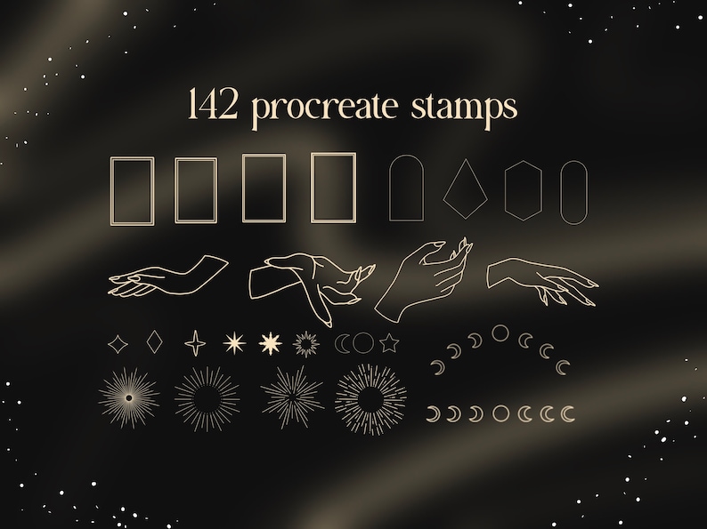 140+ Procreate Celestial Night Stamp Brushes: Moon, Stars, Zodiac ...