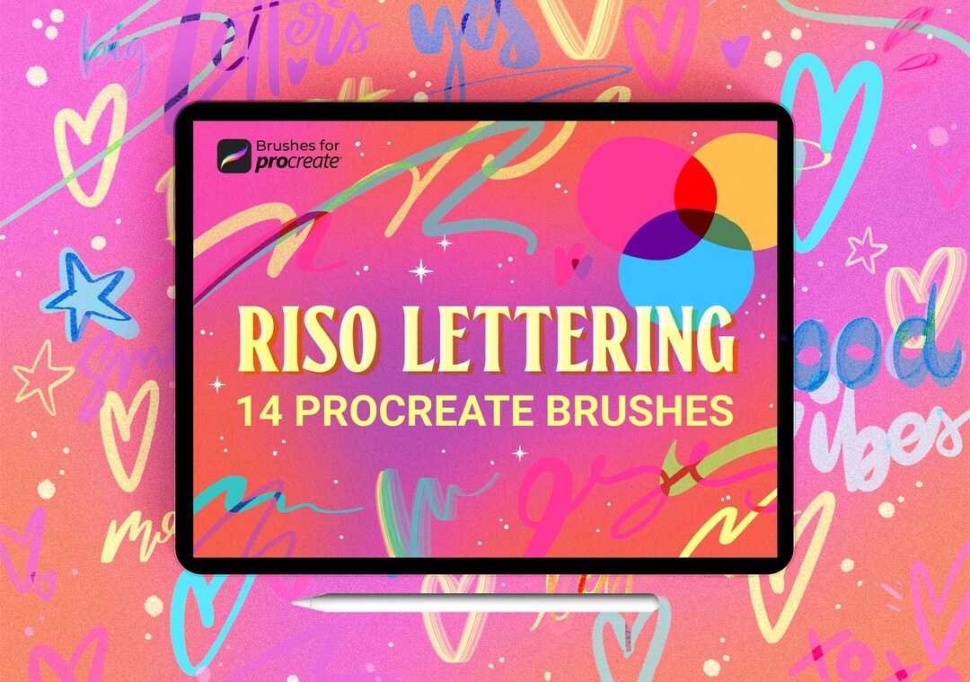 14 Procreate Riso Lettering Brushes: Risograph, Texture & Overlay Brush ...