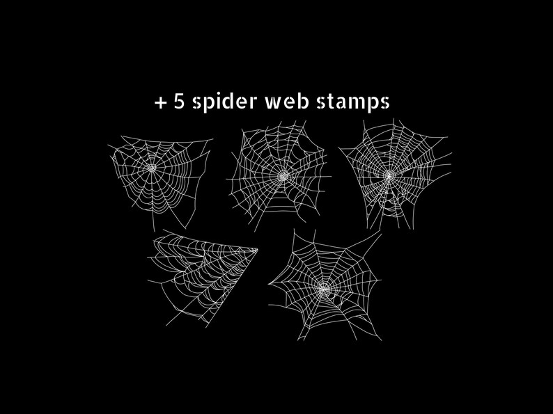 50+ Procreate Spider and Web Stamp Brushes: Tarantula Spooky Halloween ...