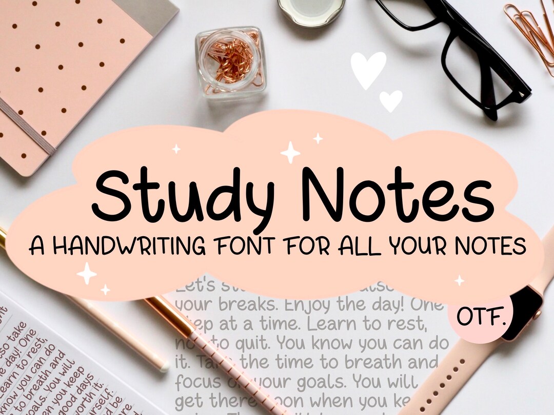 Study Notes Handwritten Font, Modern Handwriting Font, Student Notes ...