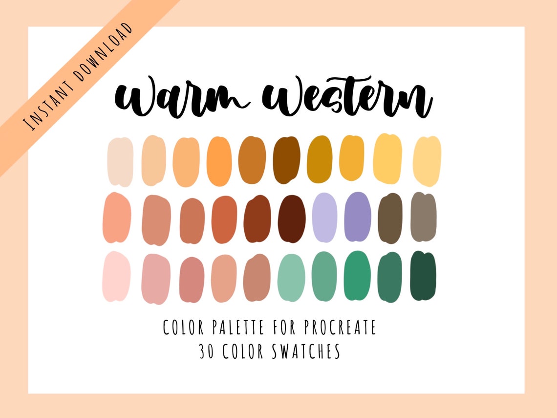 Procreate Color Swatches | Warm Western Color Palette for Procreate ...