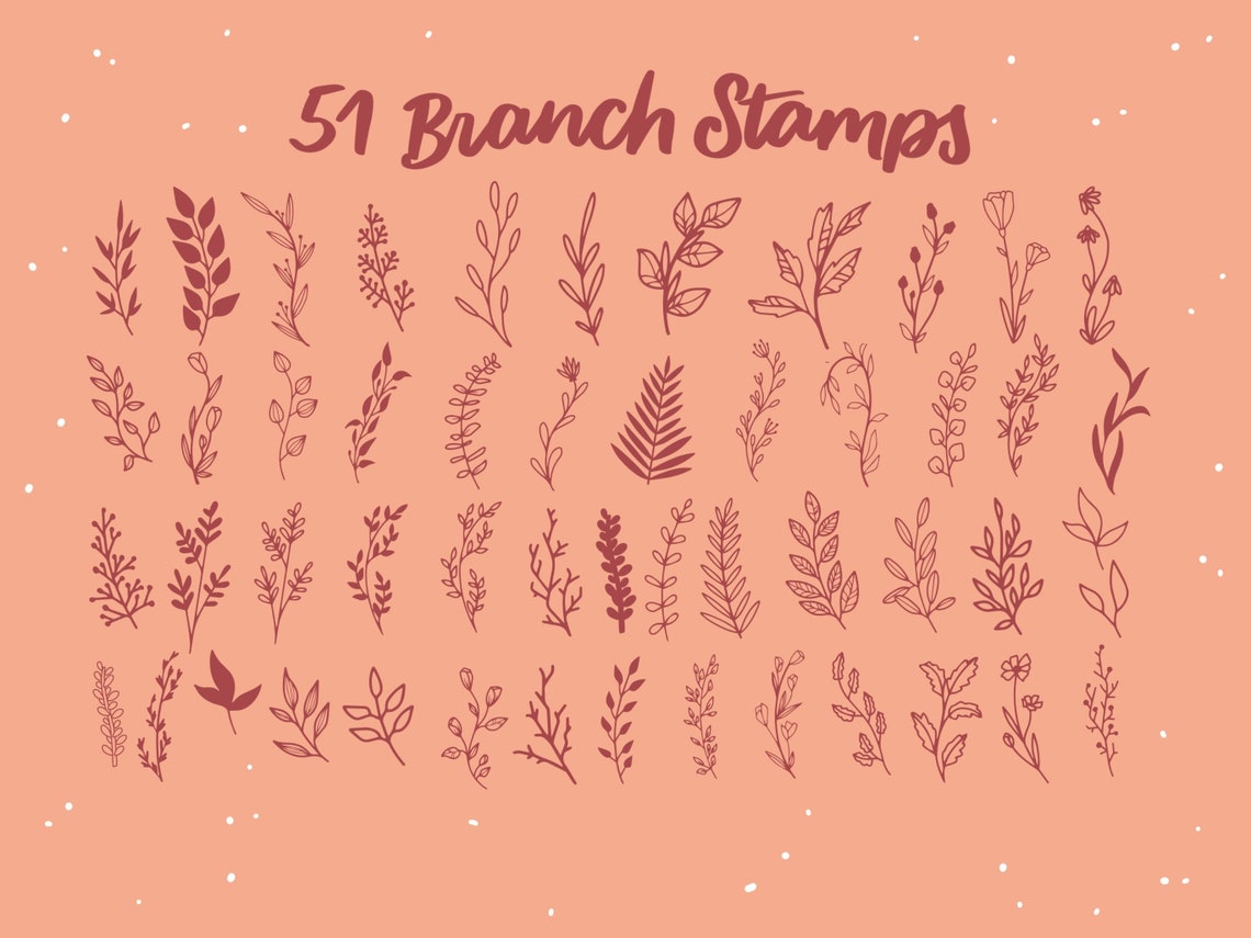 60 Procreate Wreath and Branches Brushes Procreate Leaf Stamps Wedding ...