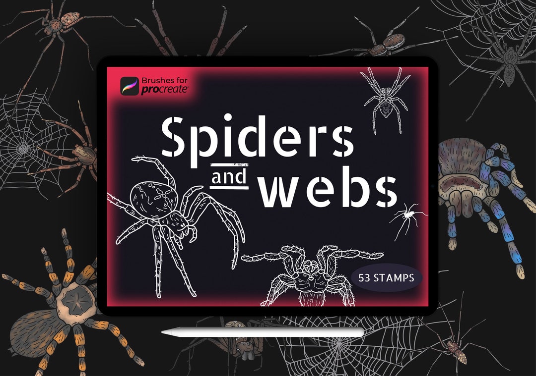 50+ Procreate Spider and Web Stamp Brushes: Tarantula Spooky Halloween ...