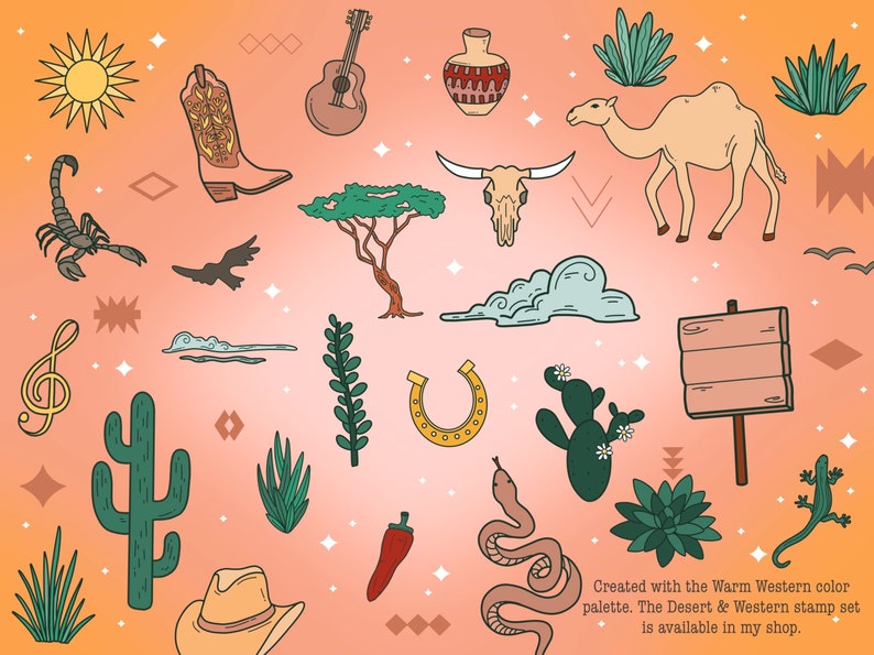 Procreate Color Swatches | Warm Western Color Palette for Procreate ...