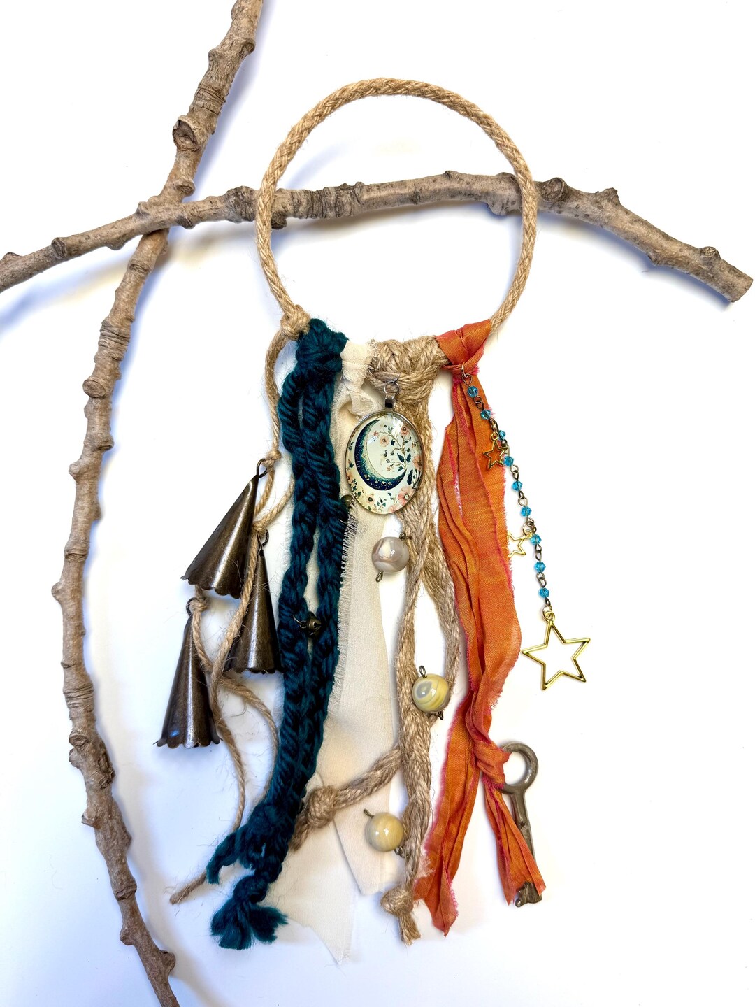 Blessing Bells - Crescent Moon - Witches Bells for Home, Skeleton Key ...