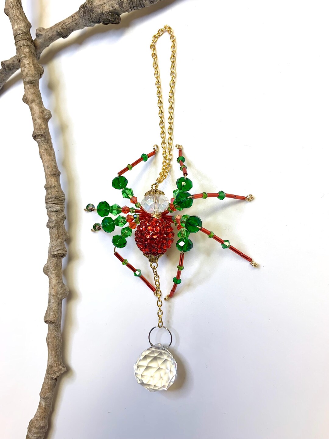 House Spider Suncatcher - Yule Ornament, Good Luck Talisman, Beaded Sun ...