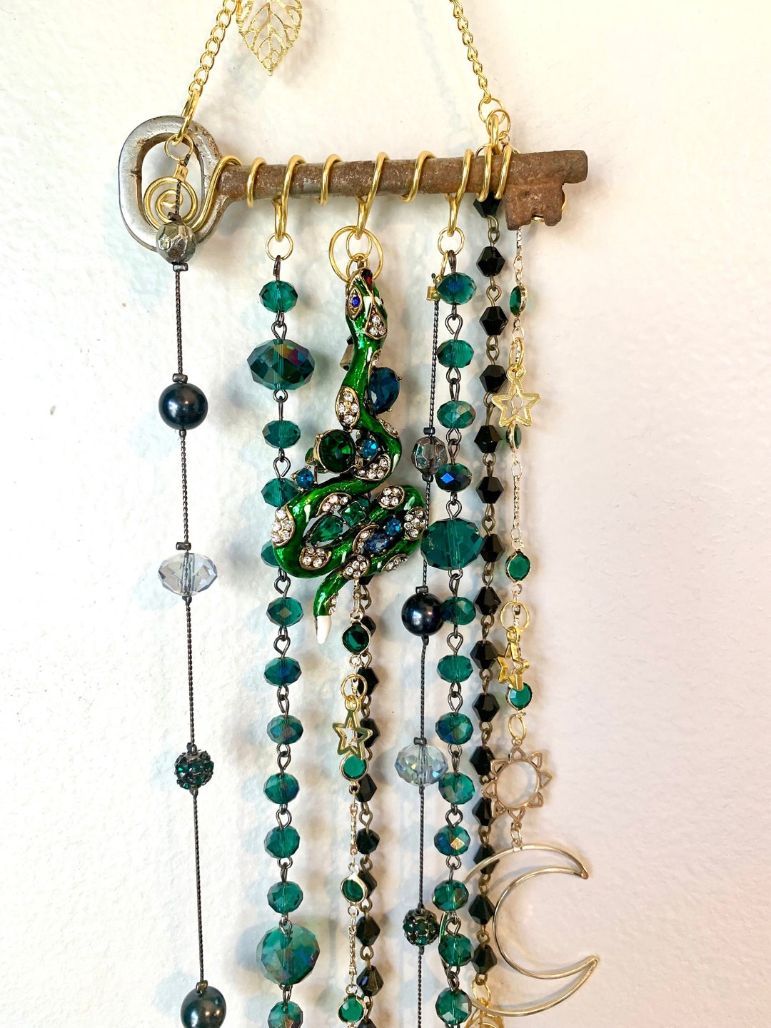 Snake Suncatcher on Skeleton Key Serpent Wiles Witchy Decor Sun Catcher ...