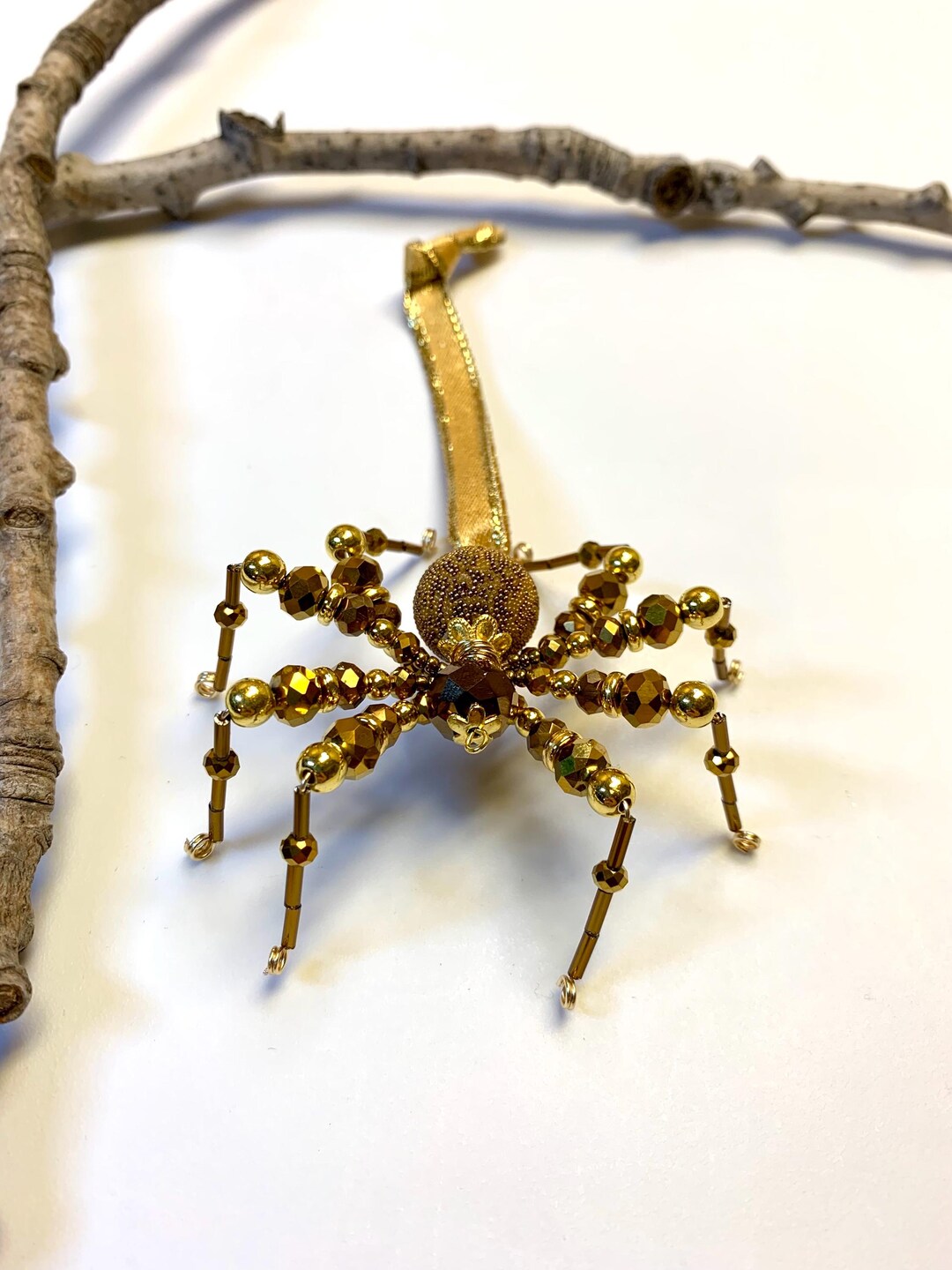House Spider Ornament - Good Luck Talisman, Beaded Yule Ornament, Fairy ...