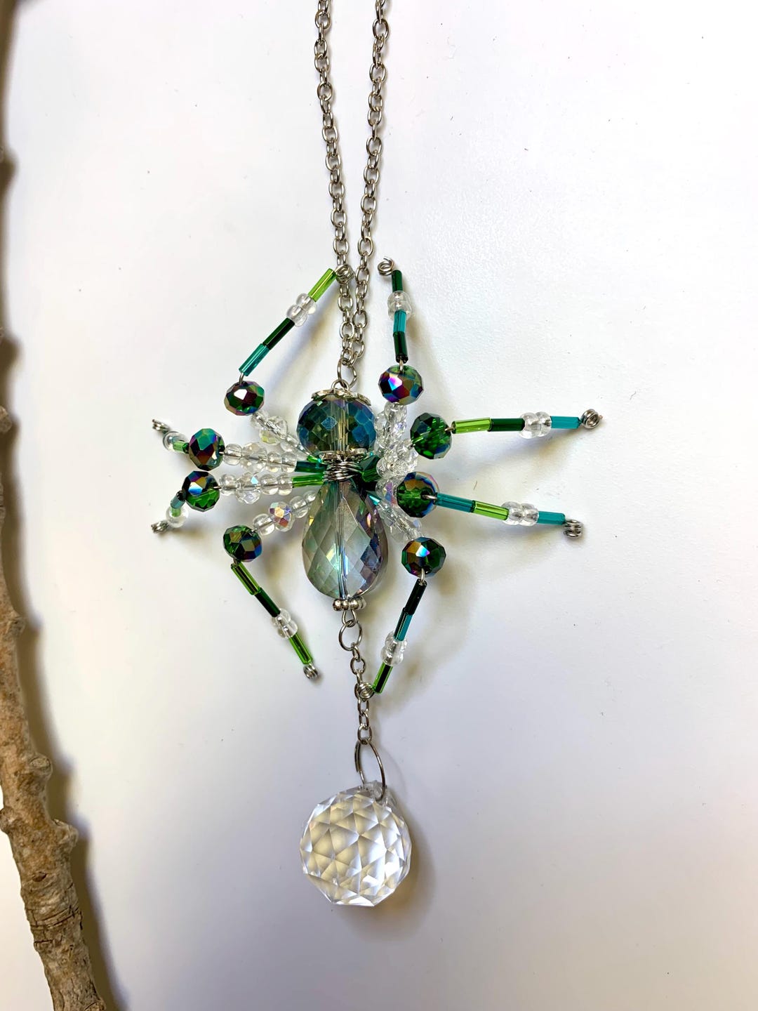 House Spider Suncatcher Good Luck Talisman, Beaded Sun Catcher, Fairy ...