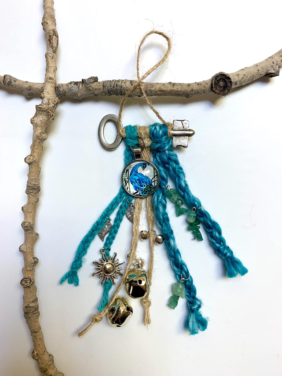 Skeleton Key Blessing Bell - Peacock - Altar Decoration, Warding ...